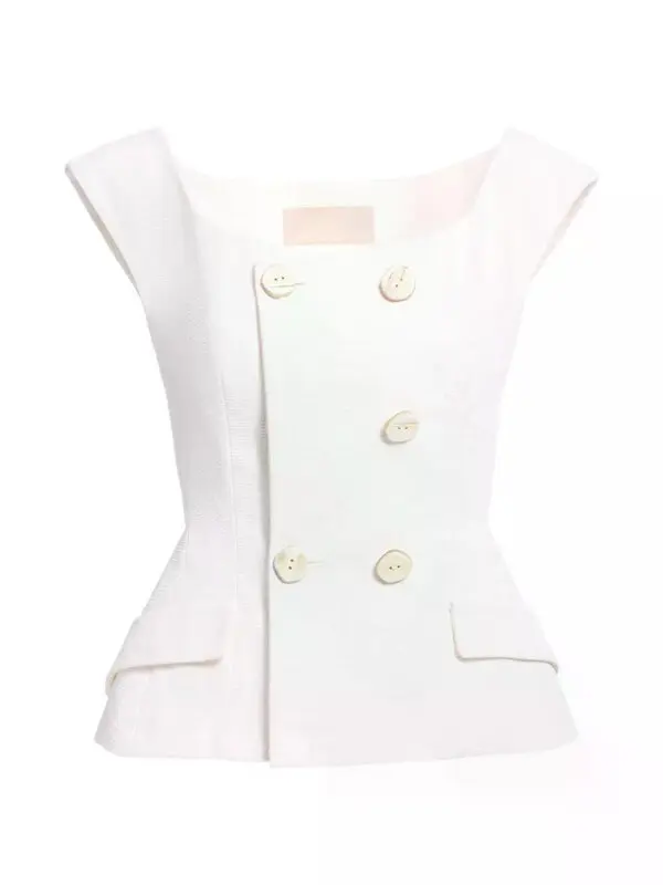 Elie Saab Double-breasted Piqué Blouse