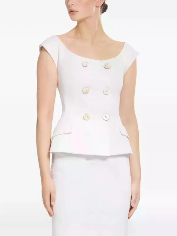 Elie Saab Double-breasted Piqué Blouse