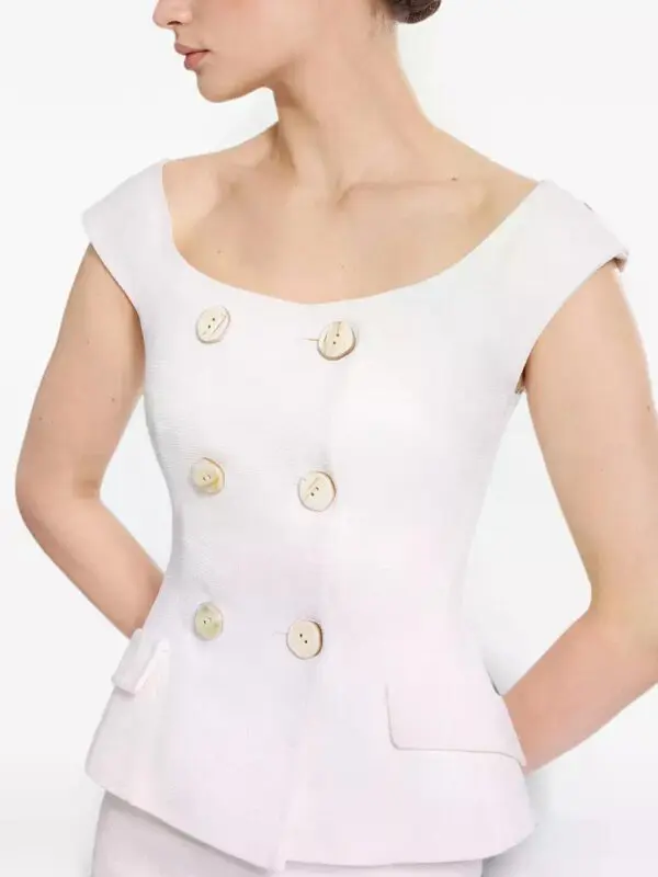 Elie Saab Double-breasted Piqué Blouse