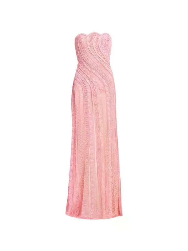 Elie Saab Bead-embroidered Strapless Maxi Dress