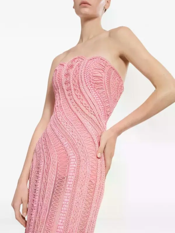 Elie Saab Bead-embroidered Strapless Maxi Dress