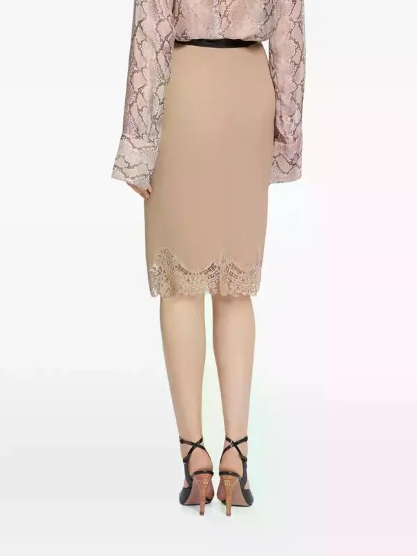 Elie Saab Lace-trim Midi Skirt - Neutrals