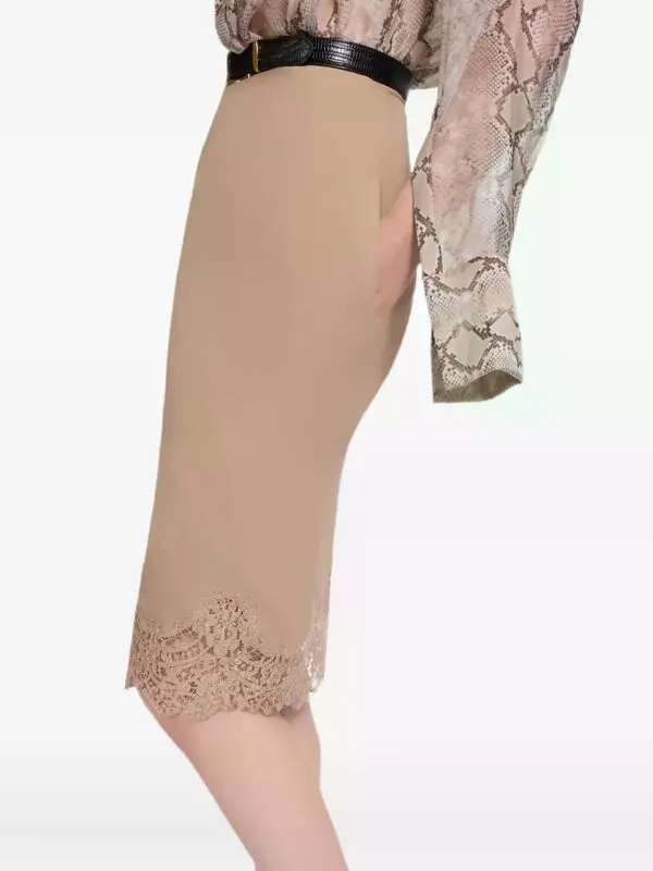 Elie Saab Lace-trim Midi Skirt - Neutrals