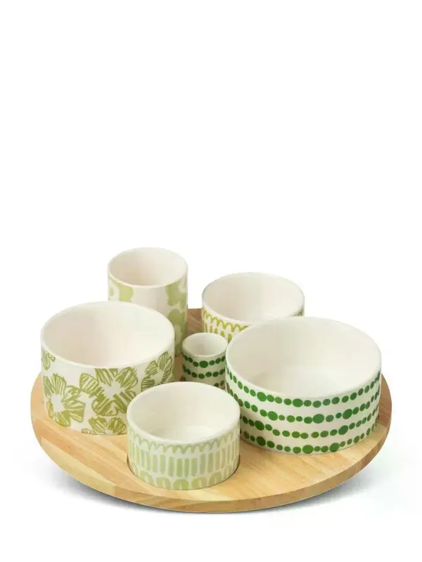 J-LINE Patterned Ceramic Appetizer Set - Neutrals
