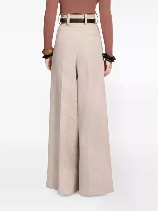 Elie Saab Pleated Canvas Palazzo Pants