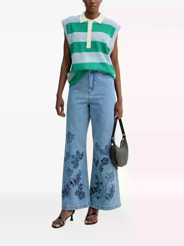 Munthe Striped Sleeveless Polo-collar Sweater
