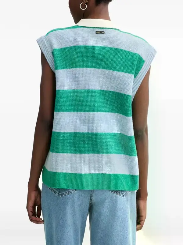 Munthe Striped Sleeveless Polo-collar Sweater