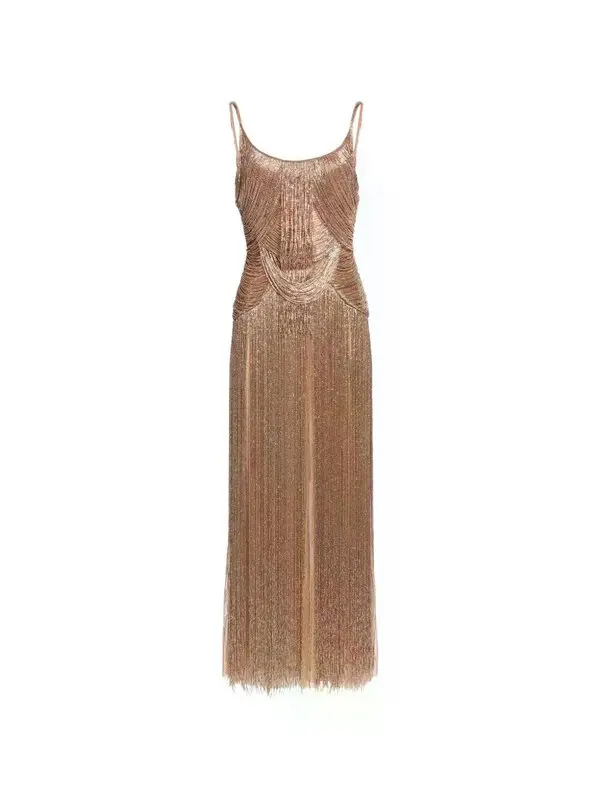 Elie Saab Beaded Fringe Maxi Dress