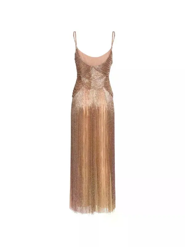 Elie Saab Beaded Fringe Maxi Dress