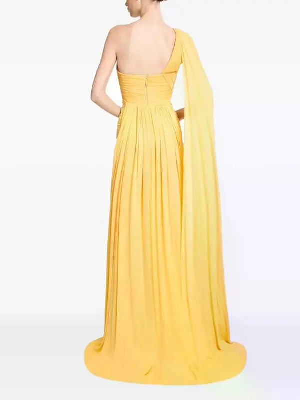 Elie Saab One-shoulder Draped Silk Maxi Dress