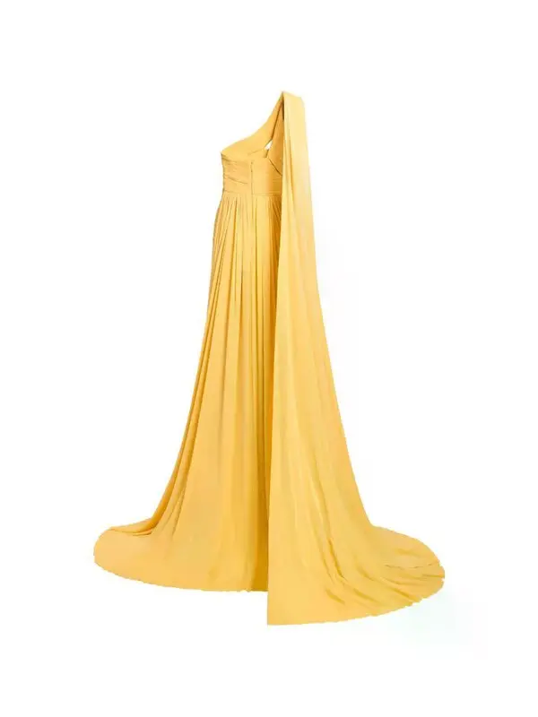Elie Saab One-shoulder Draped Silk Maxi Dress