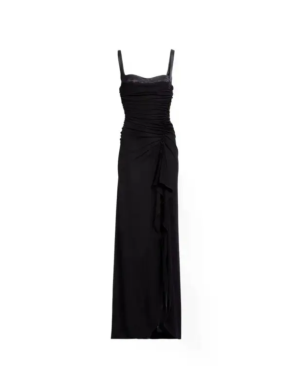 Elie Saab Ruched Ruffled Maxi Dress