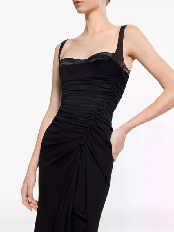 Elie Saab Ruched Ruffled Maxi Dress