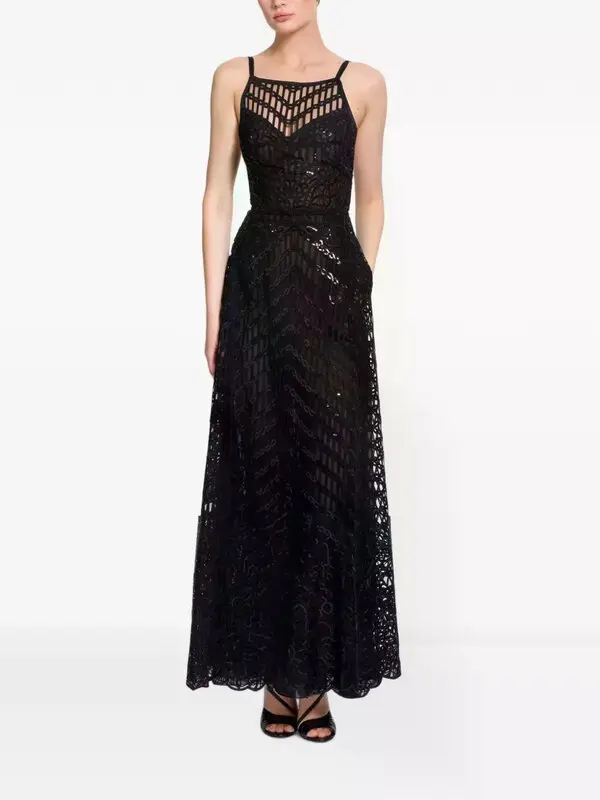 Elie Saab Sequin-embroidered Lace-overlay Maxi Dress
