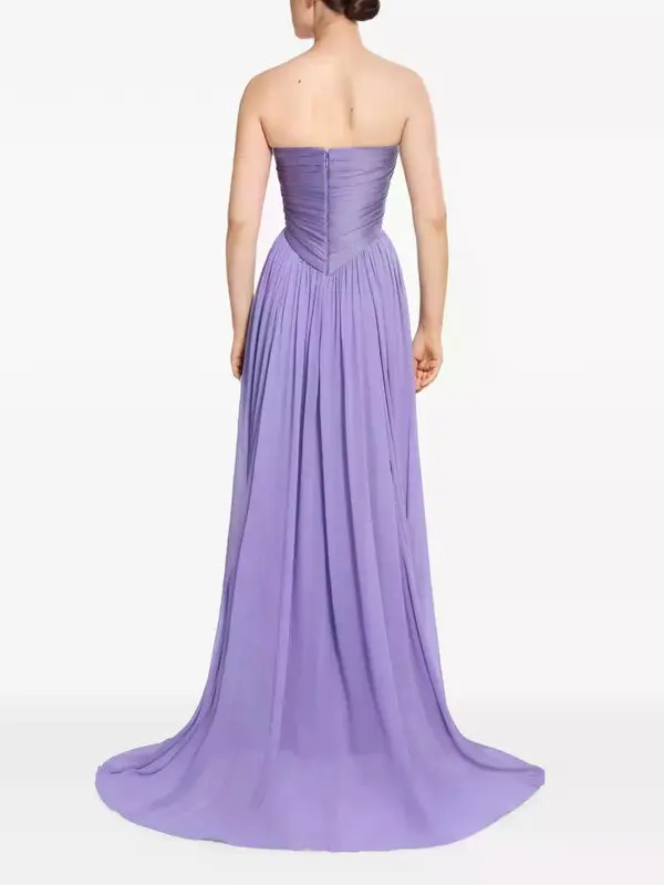 Elie Saab Ruched Strapless Maxi Dress