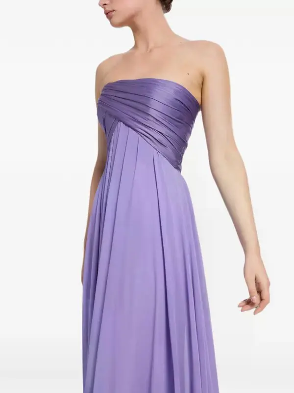 Elie Saab Ruched Strapless Maxi Dress