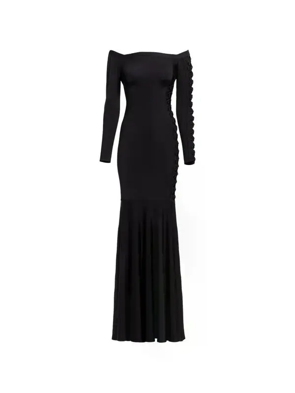 Elie Saab Bow-detail Off-shoulder Maxi Dress - Black