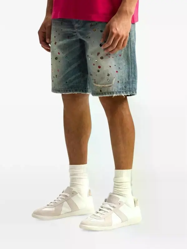 PURPLE BRAND Jewel-embellished Denim Shorts - Blue