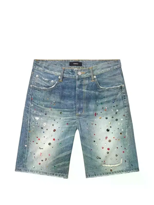 PURPLE BRAND Jewel-embellished Denim Shorts - Blue