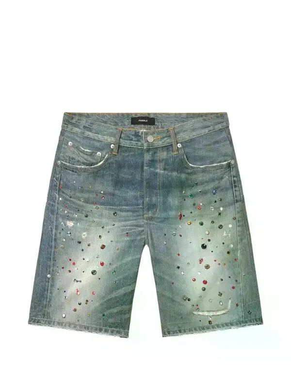 PURPLE BRAND Jewel-embellished Denim Shorts - Blue