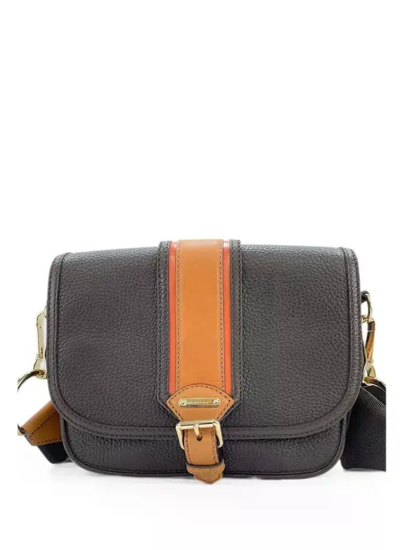 Burberry Striped Buckled Shoulder Bag - Brown