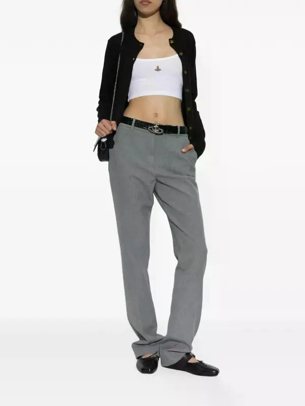 VIVIENNE WESTWOOD Ribbed Orb Embroidered Cropped Top