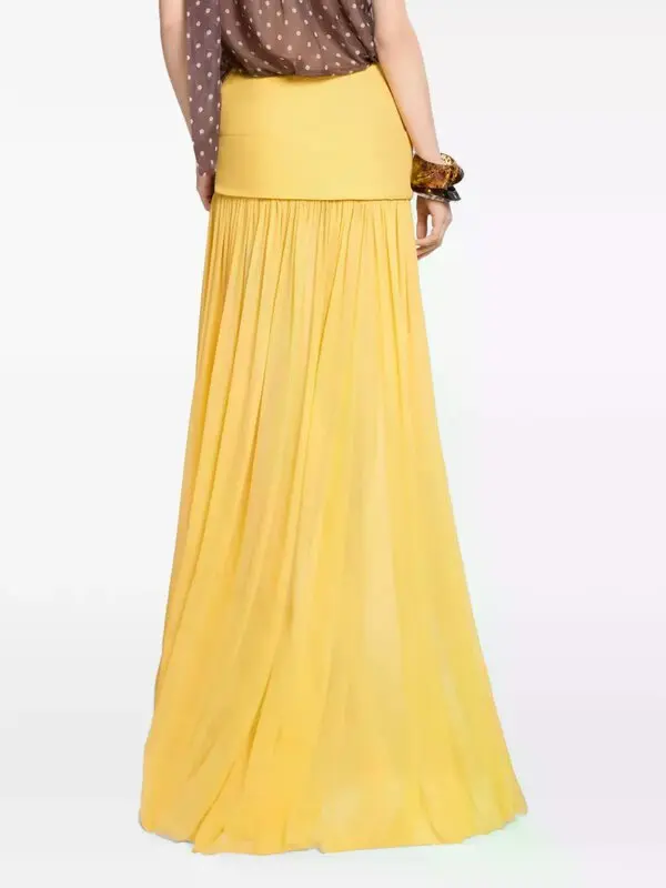 Elie Saab Wrap-effect Pleated Silk Maxi Skirt