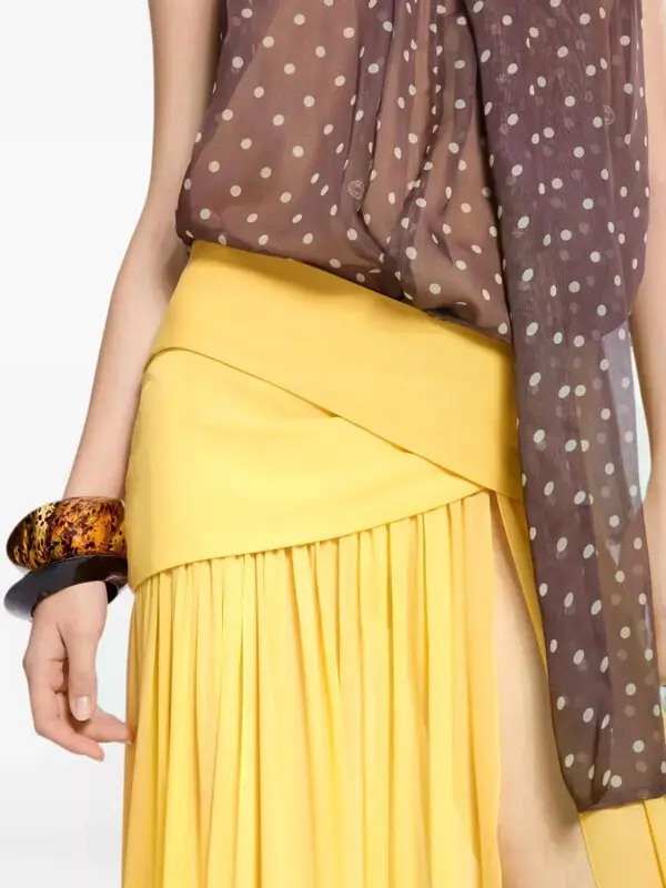 Elie Saab Wrap-effect Pleated Silk Maxi Skirt
