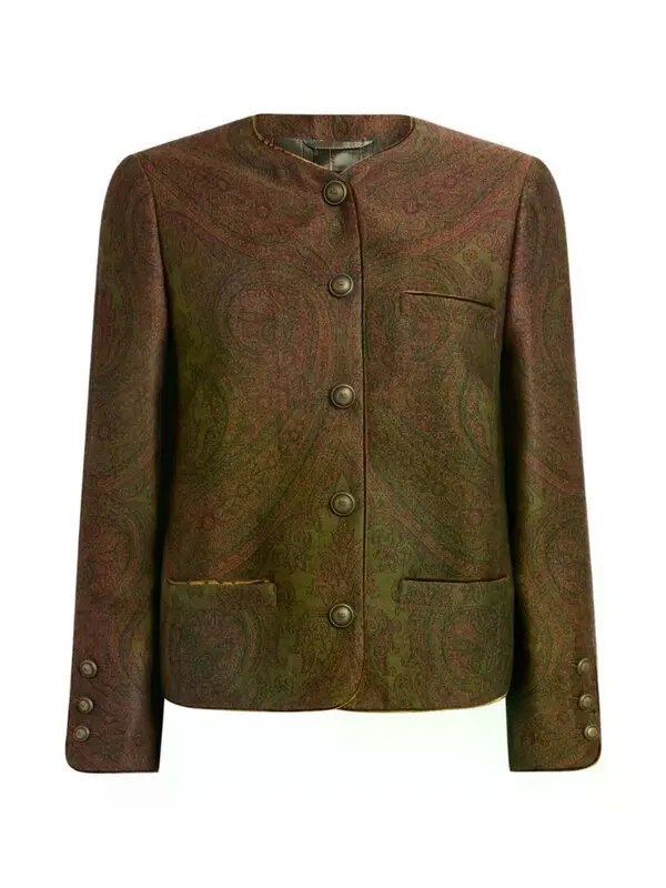 Etro Wool-blend Jacquard Jacket With Paisley Motif - Brown