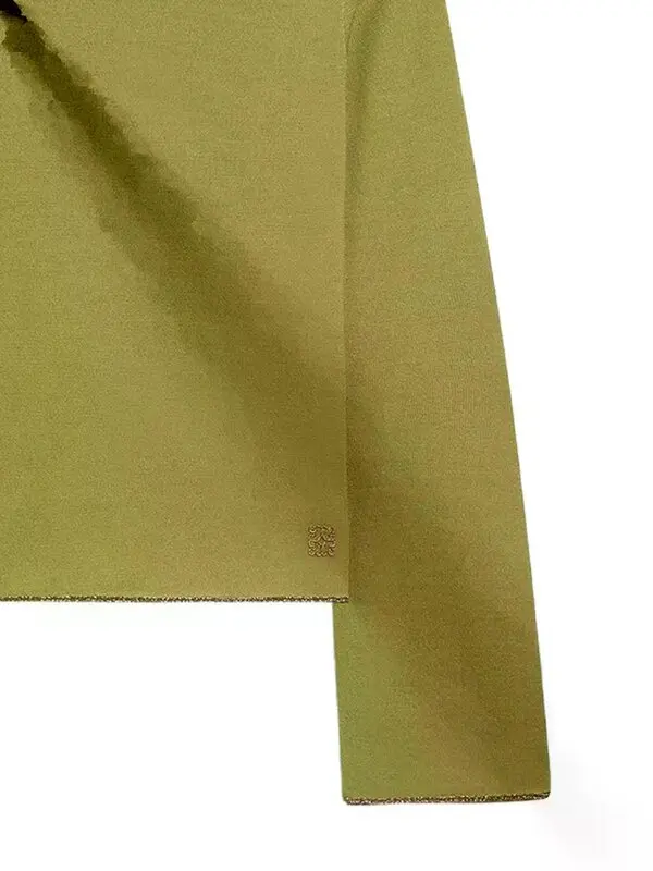 Momoni Wool Garment-dyed Finish Crew Neck Sweater - Green