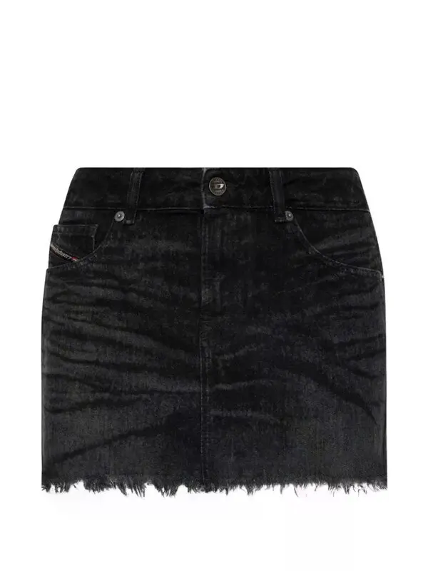 DIESEL® Faded Frayed-hem Midi Skirt - Black