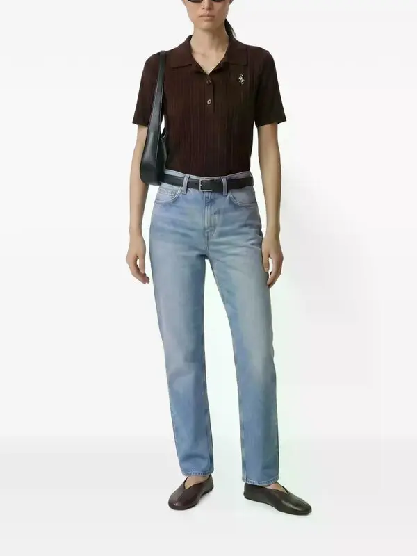 SPORTY & RICH Logo-embroidered Polo Shirt - Brown