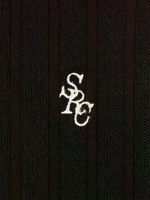 Sporty & Rich Logo-embroidered Ribbed Knit Polo Shirt