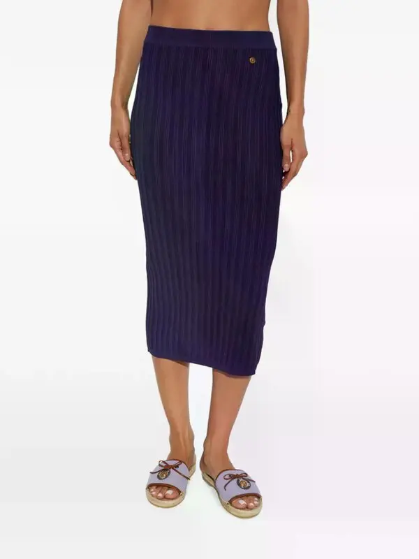 Versace Ribbed-knit Medusa-plaque Midi Skirt