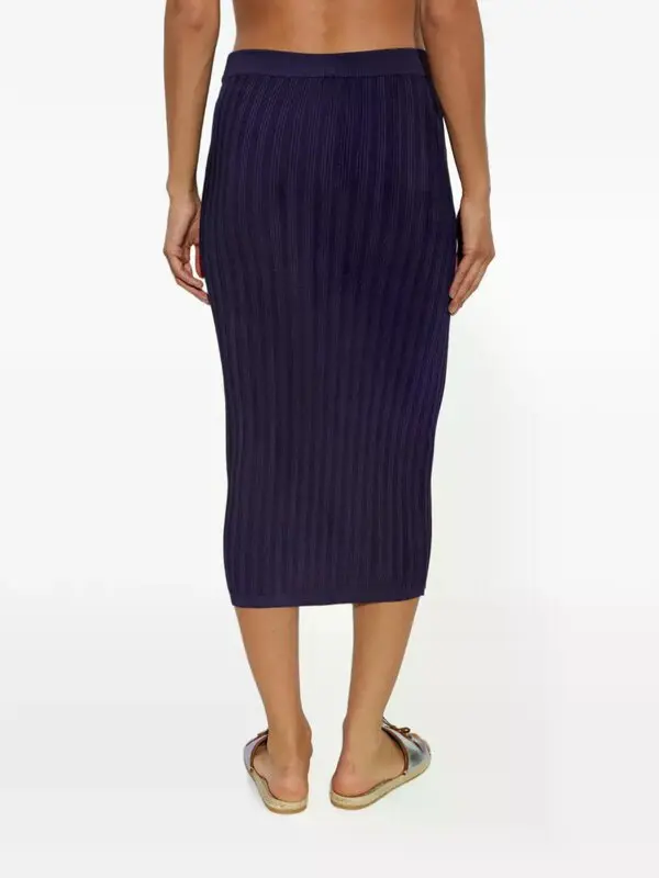 Versace Ribbed-knit Medusa-plaque Midi Skirt