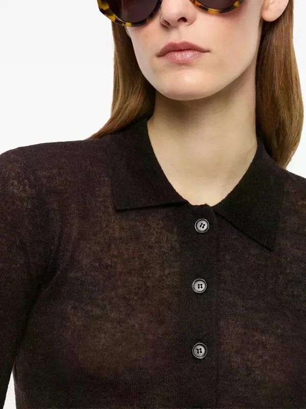 Pinko Button-down Polo Cardigan - Brown