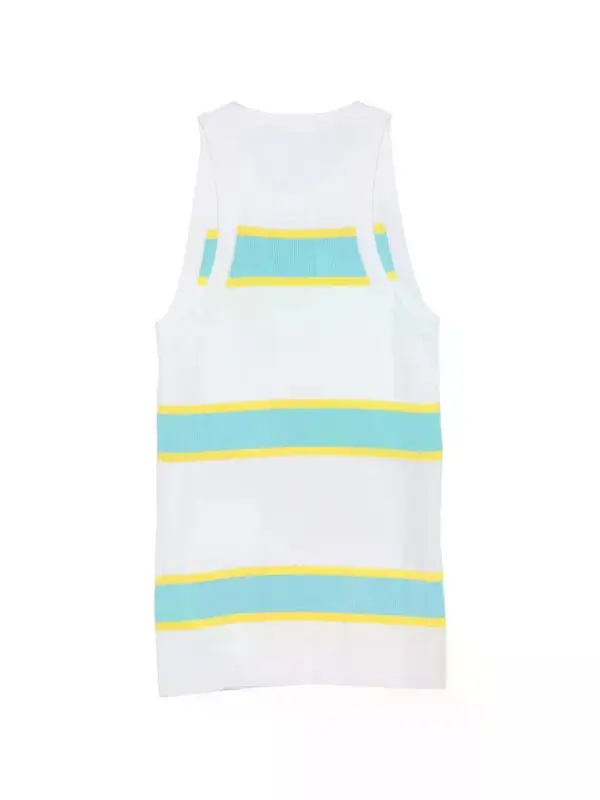Moschino Striped Logo Patch Sleeveless Top