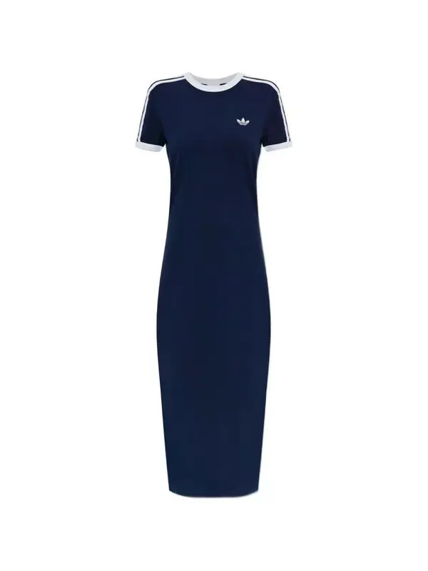 Adidas 3-stripes Short-sleeve Midi Dress - Blue