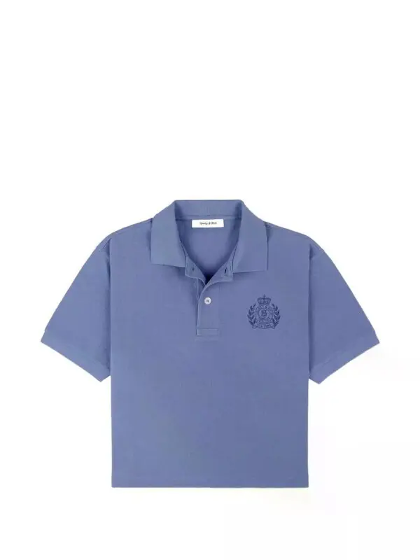 SPORTY & RICH Logo-embroidered Piqué Polo Shirt - Blue