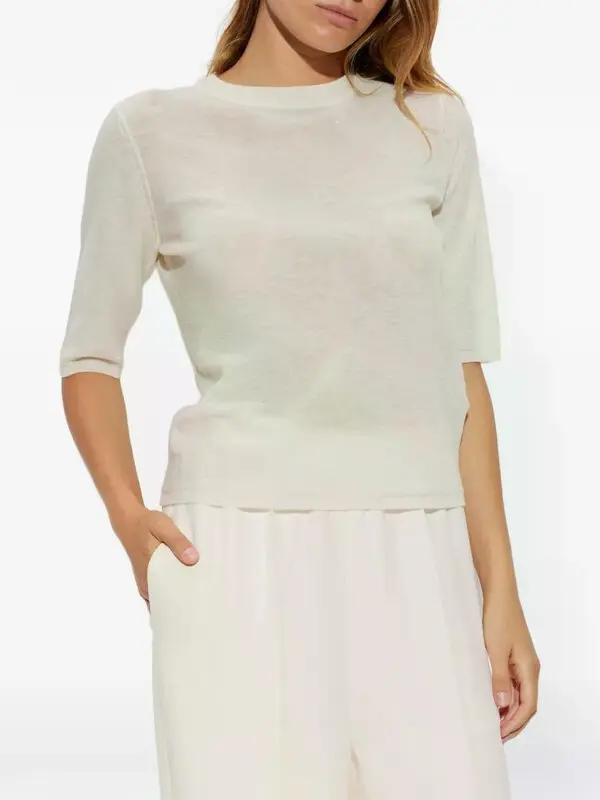 Fabiana Filippi Sequin-embellished Short-sleeve Knit T-shirt - Neutrals
