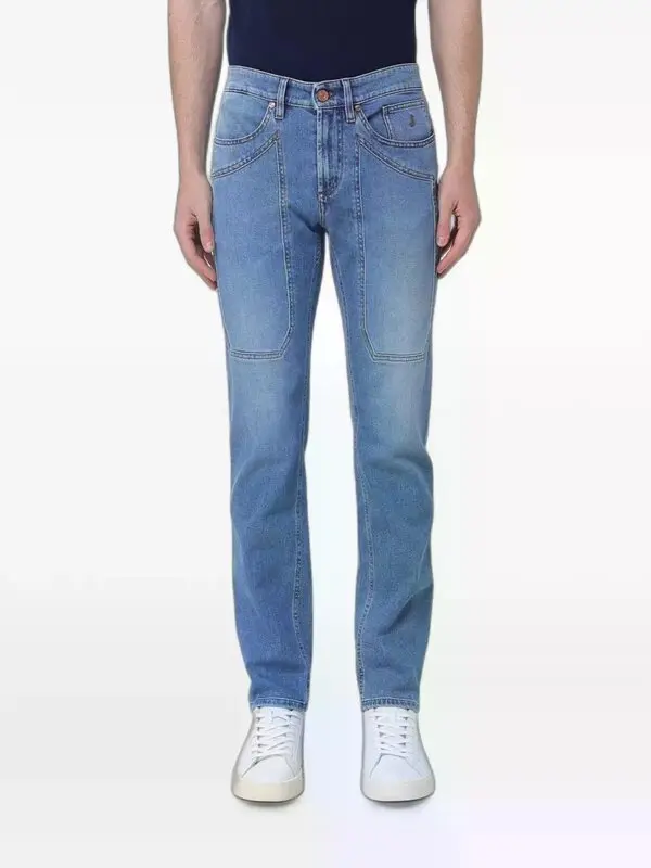JECKERSON Skinny Fit Paneled Jeans - Blue