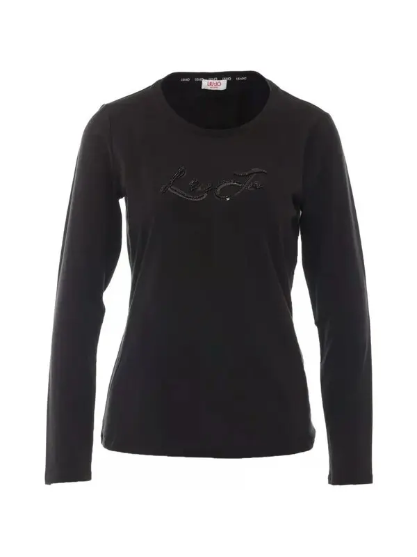 Liu Jo Sequin Logo Long Sleeve T-shirt - Black