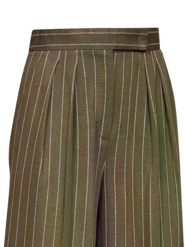 Max Mara Pinstriped Wide Leg Trousers - Green