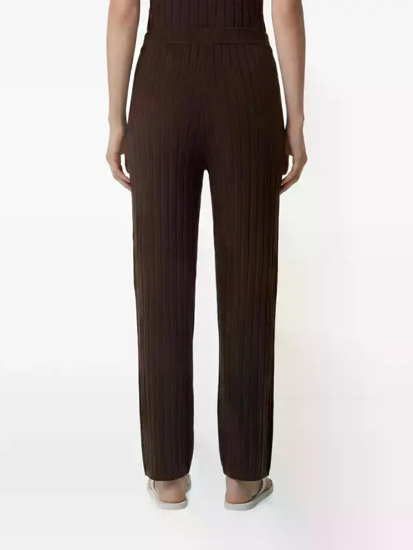 Sporty & Rich Ribbed Logo-embroidered Palazzo Pants - Brown