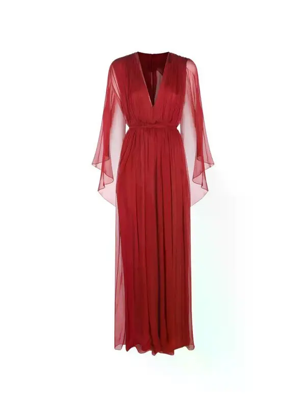 Alberta Ferretti Pleated Silk-chiffon Maxi Dress