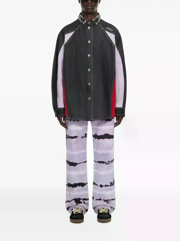 Off-White Crystal-embellished Color-block Jacket