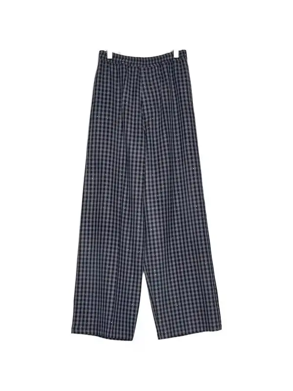 MASU Gingham-check Sequin-embellished Trousers - Grey