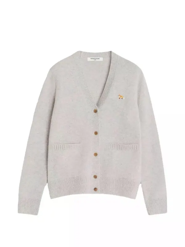 Maison Kitsuné V-neck Cardigan With Embroidered Fox Patch
