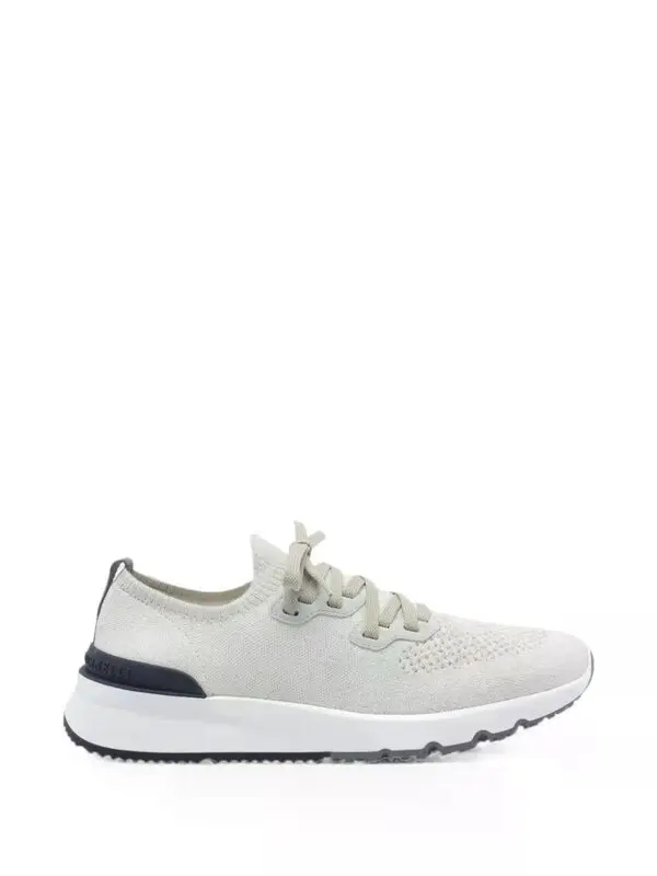 Brunello Cucinelli Knitted Lace-up Sneakers - Neutrals