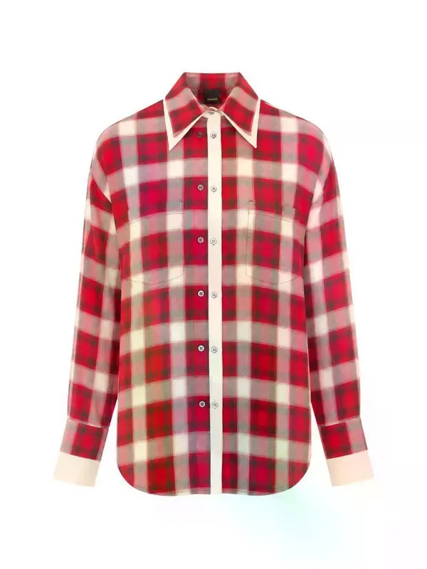 Pinko Check-motif Pocket-detail Shirt - Red